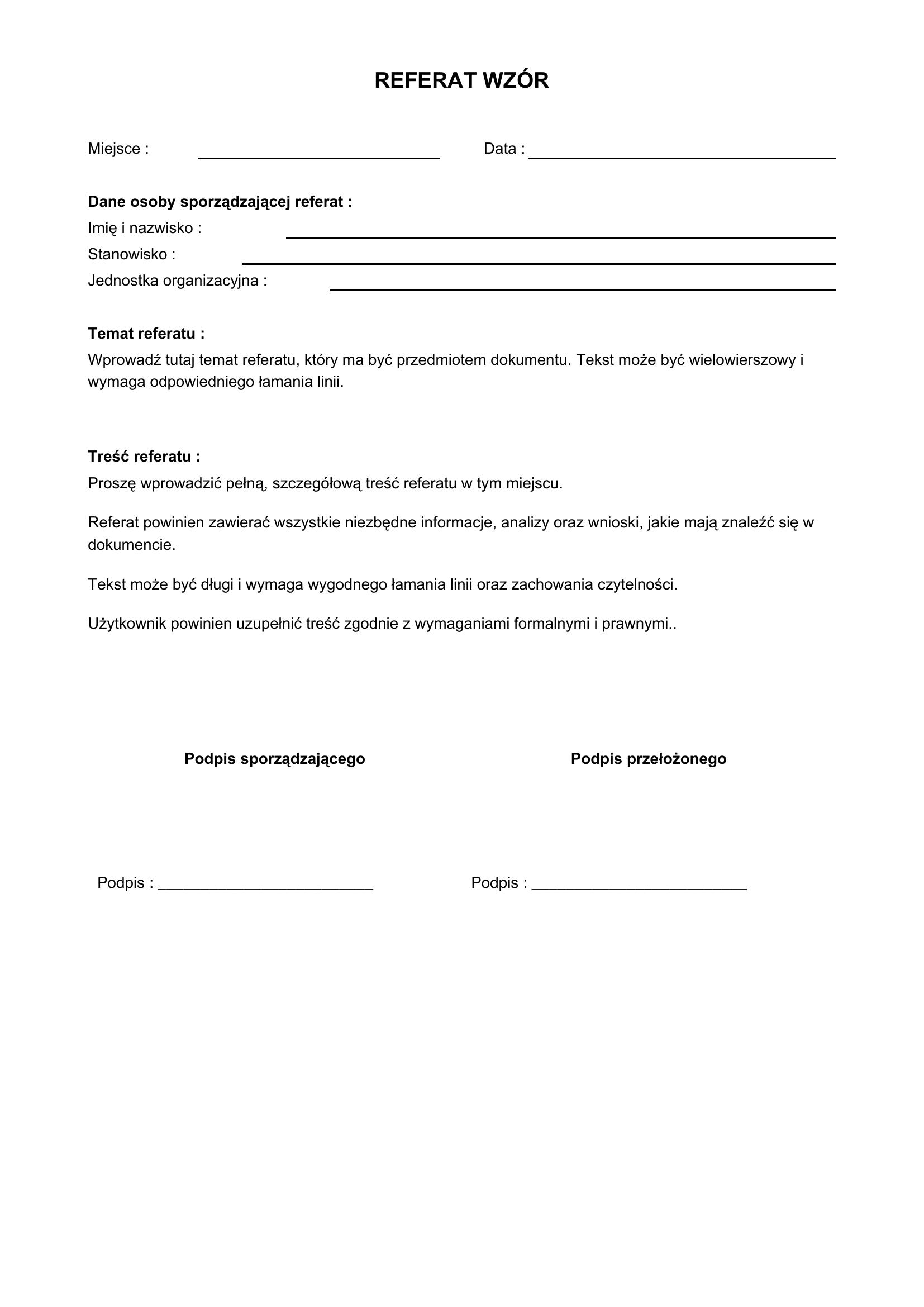 Referat Wzór